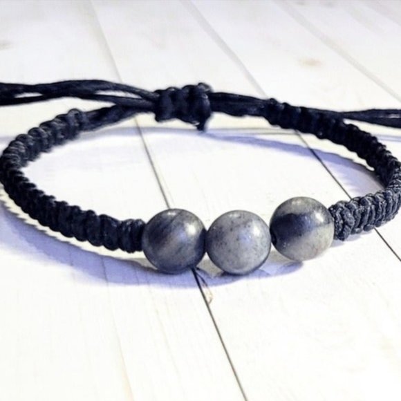 Accessories | Black Newtwork Stone 3 Bead Knotted Bracelet | Poshmark